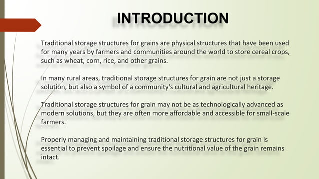 TRADITION STORAGE STRUCTURE.pptx | Agriculture | Industries