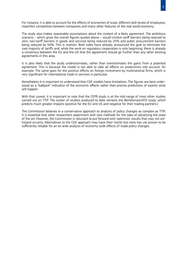 TTIP: The Economic Analysis Explained | PDF