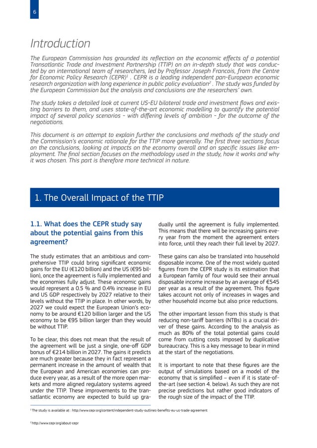 TTIP: The Economic Analysis Explained | PDF