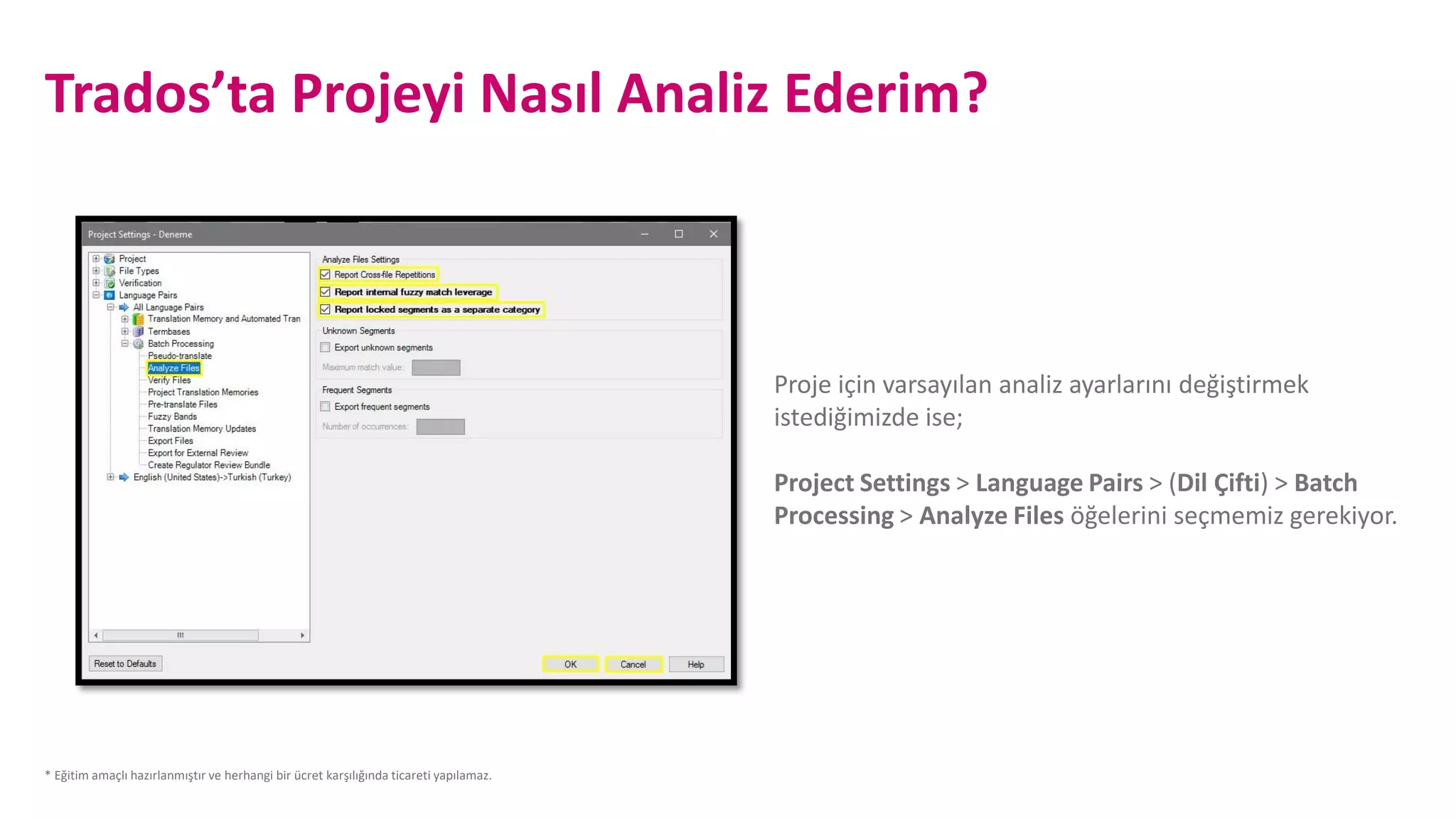SDL Trados (Studio) Proje Analizi | PDF