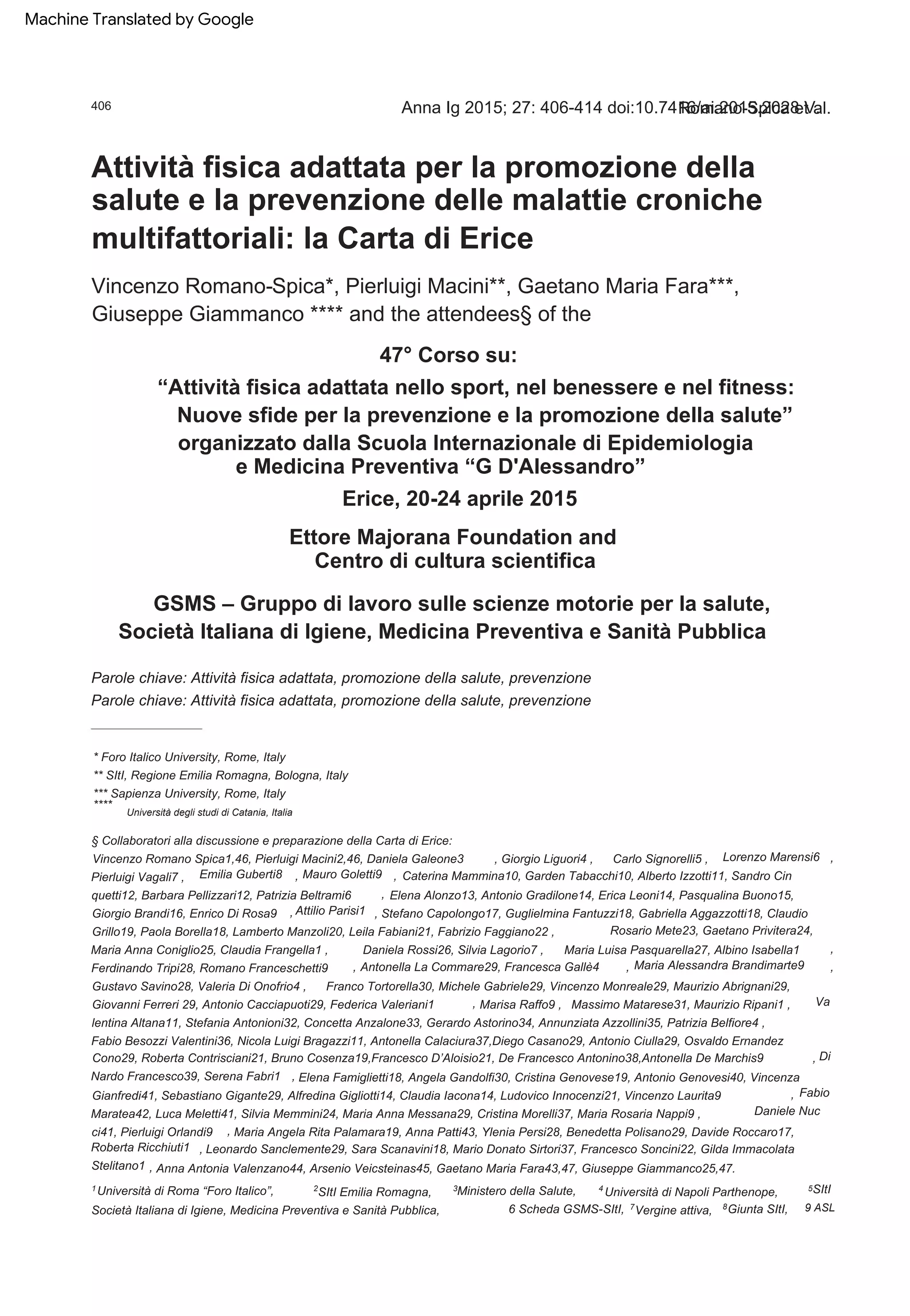 Tradotto- Carta di Erice | PDF | Participant Sports | Fitness and Exercise