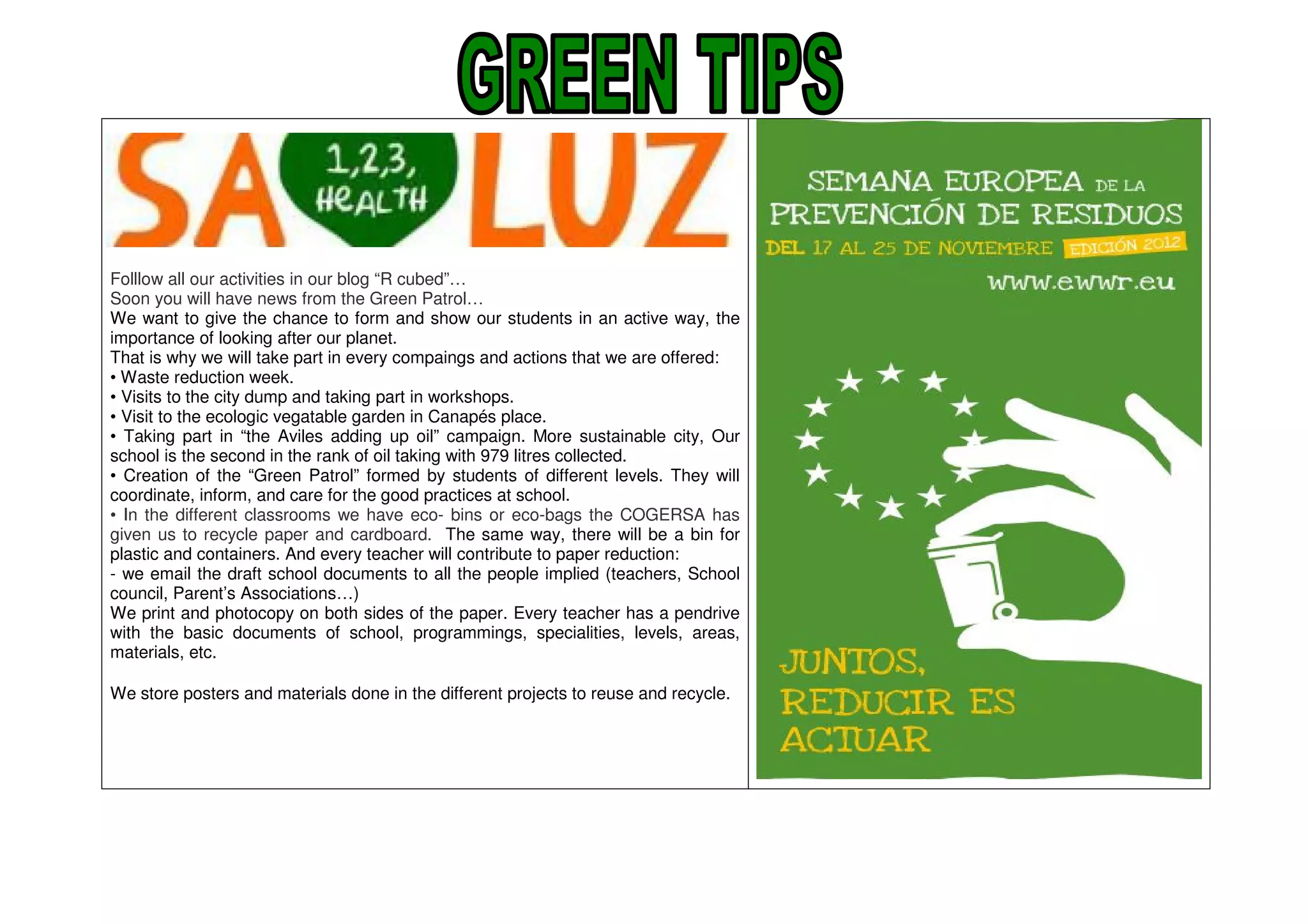 green tips for families | PDF | Environment | Science