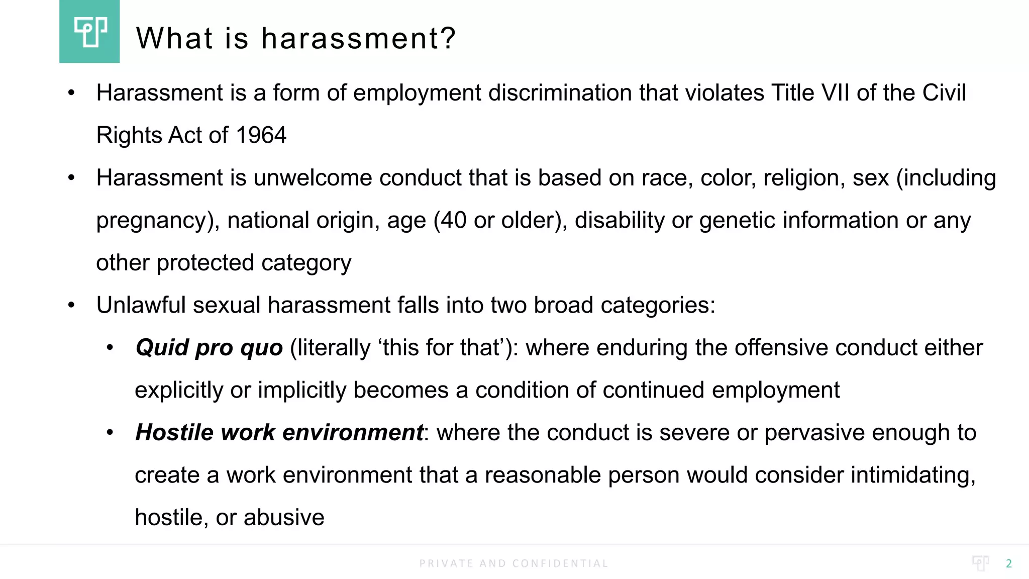 Traena Anti-Harassment Training - Lesson 1 - What is Harassment? | PPTX