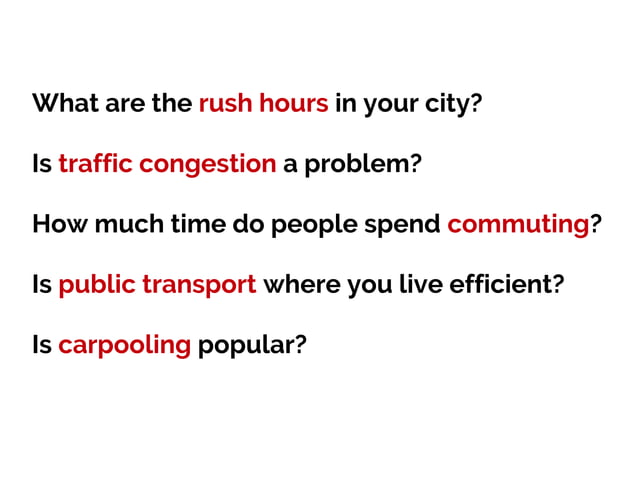 How to talk about traffic and commute | PPT