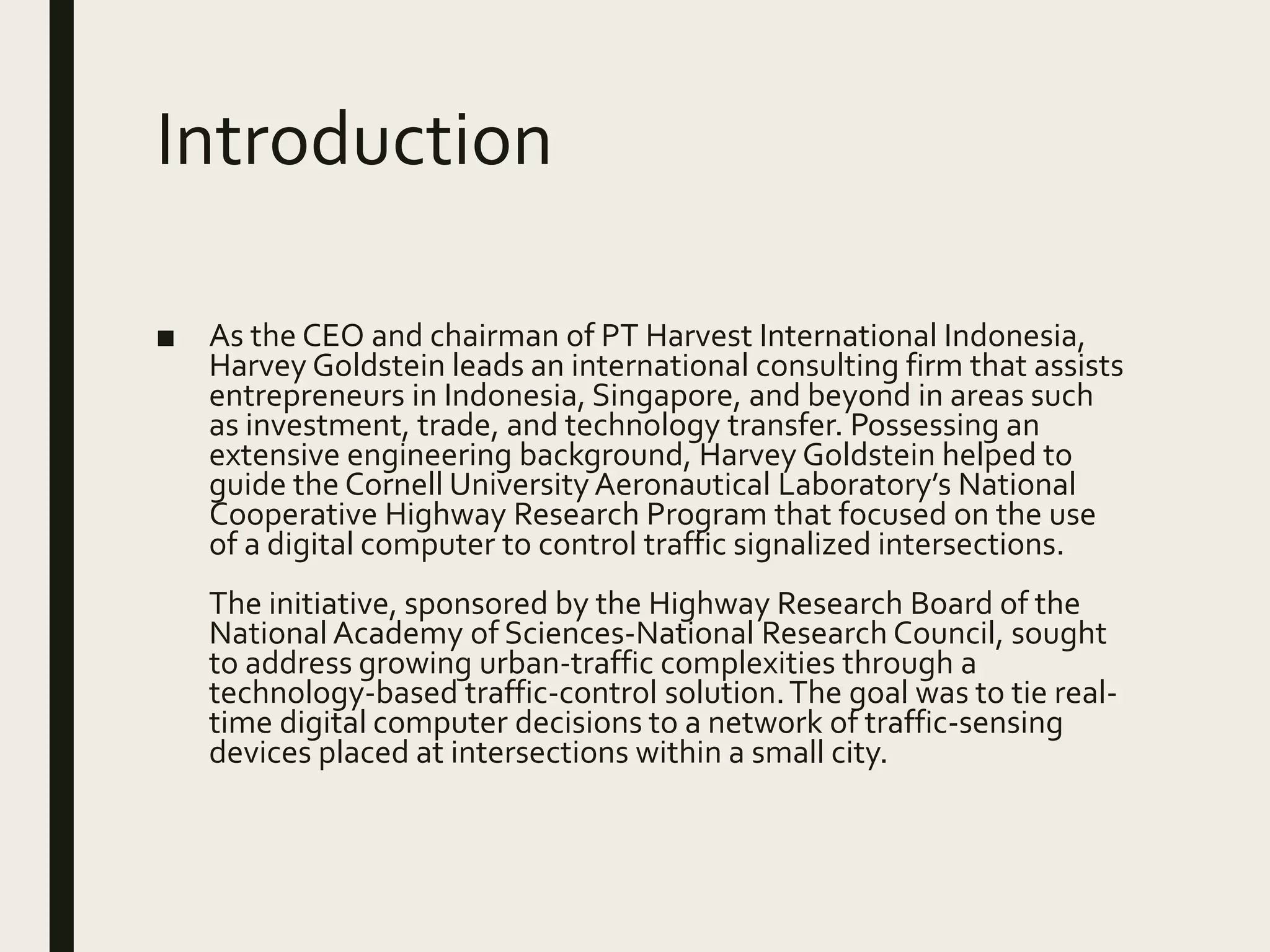 Harvey Goldstein’s Groundbreaking Work in Urban Traffic Design | PPTX