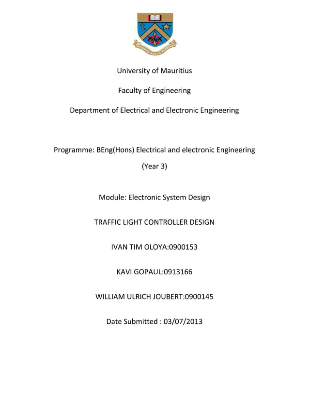 Traffic light Controller Design | PDF