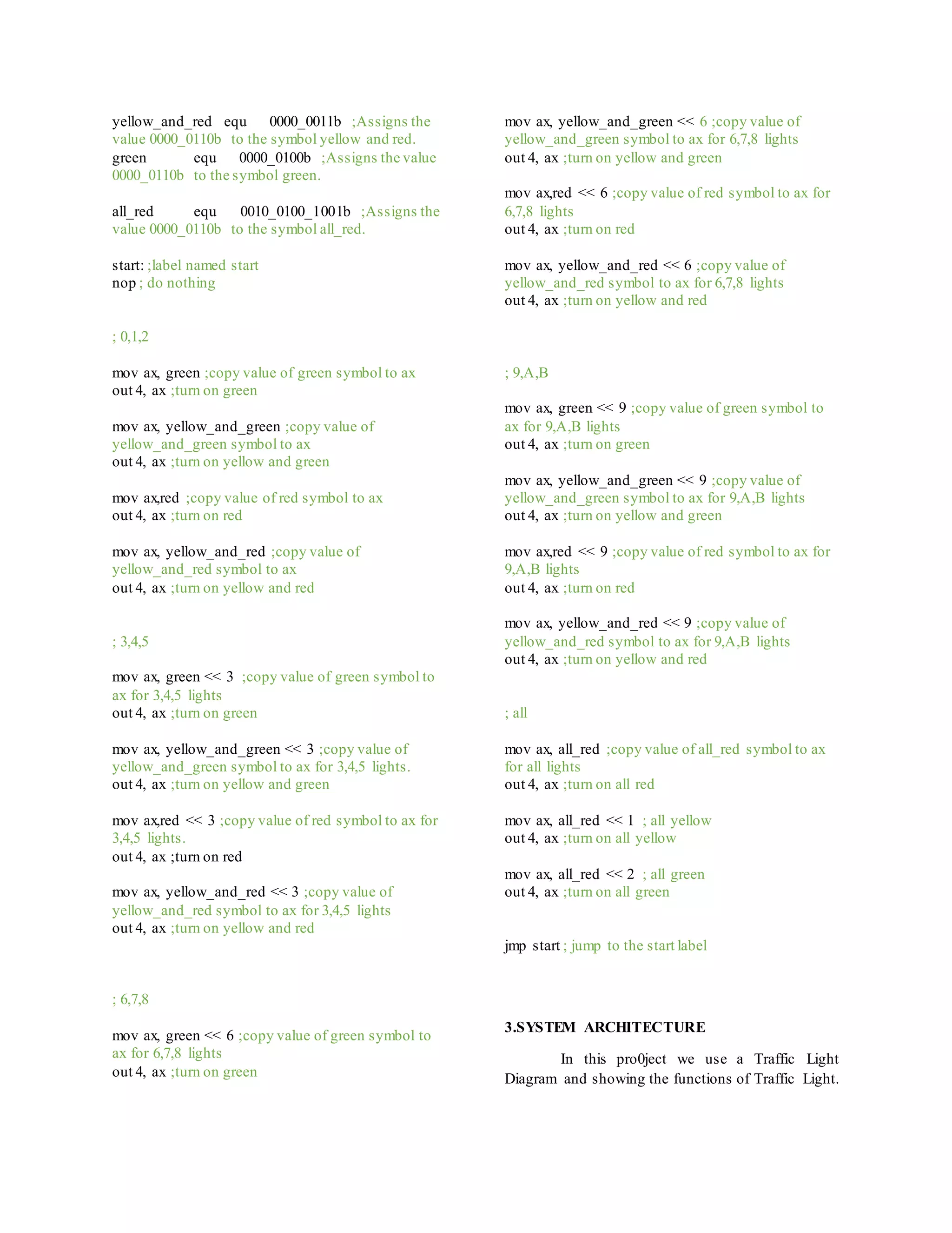 Traffic lights-system-2(Microprocessor &Assembly Language) | DOCX