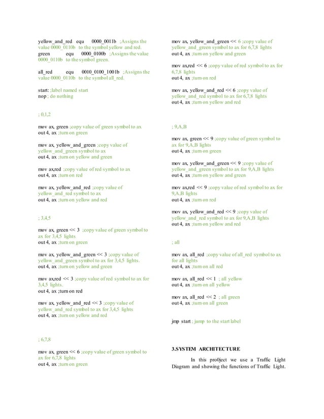 Traffic lights-system-2(Microprocessor &Assembly Language) | DOCX