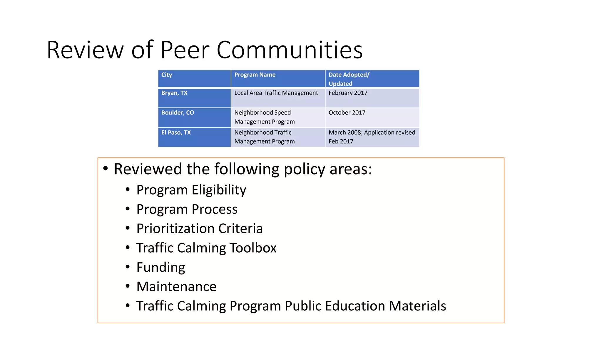 Traffic Calming Policy Review | PPTX