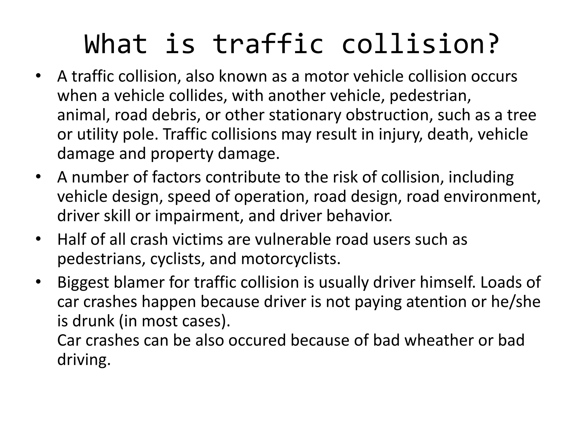 Traffic collision | PPTX