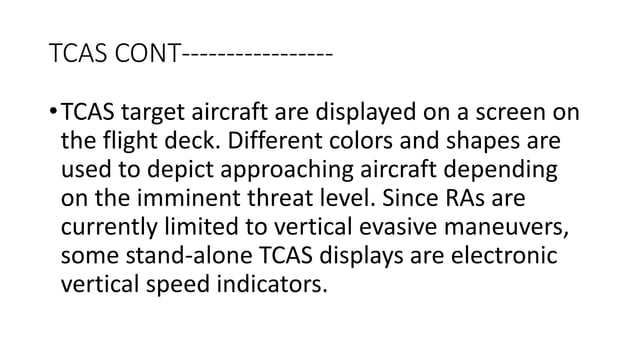 TRAFFIC COLLISION AVOIDANCE SYSTEM(TCAS).pptx | Auto Safety | Automotive