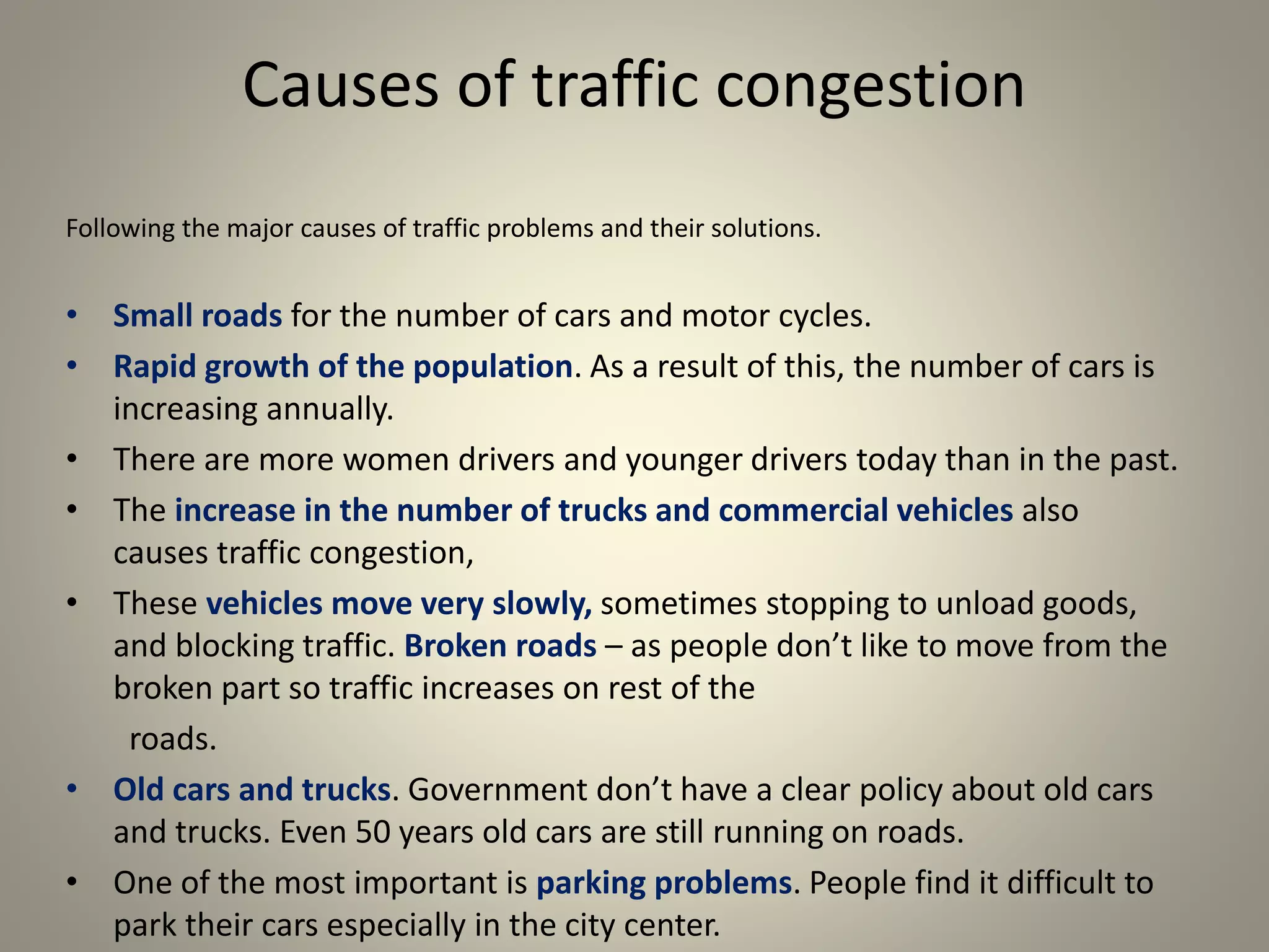 Traffic congestion and its hazards | PPTX