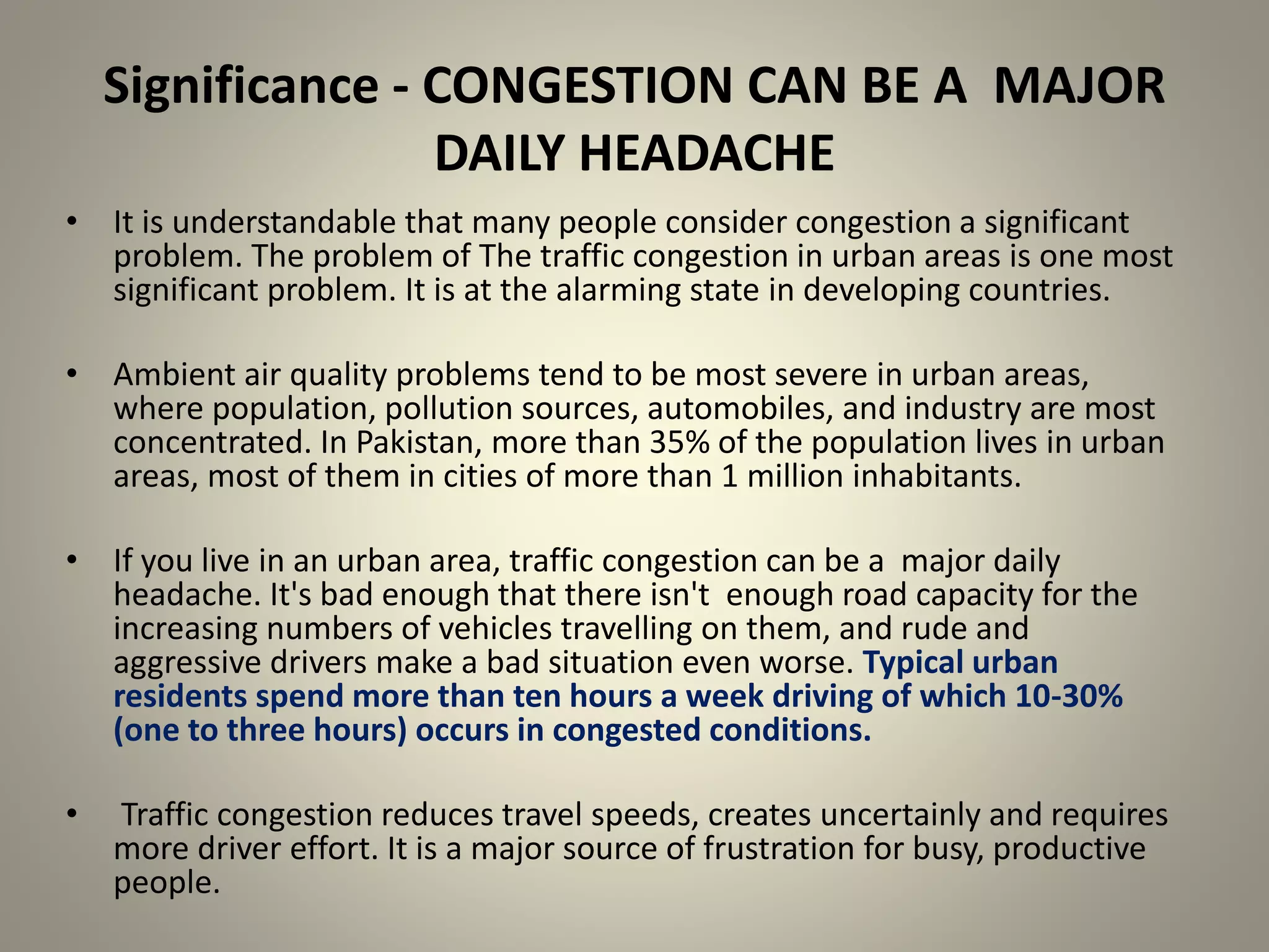 Traffic congestion and its hazards | PPTX