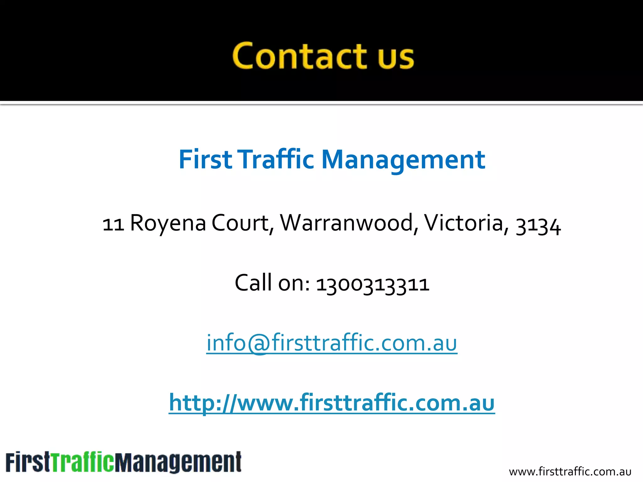 Traffic Control and Management Plans Melbourne by First Traffic ...