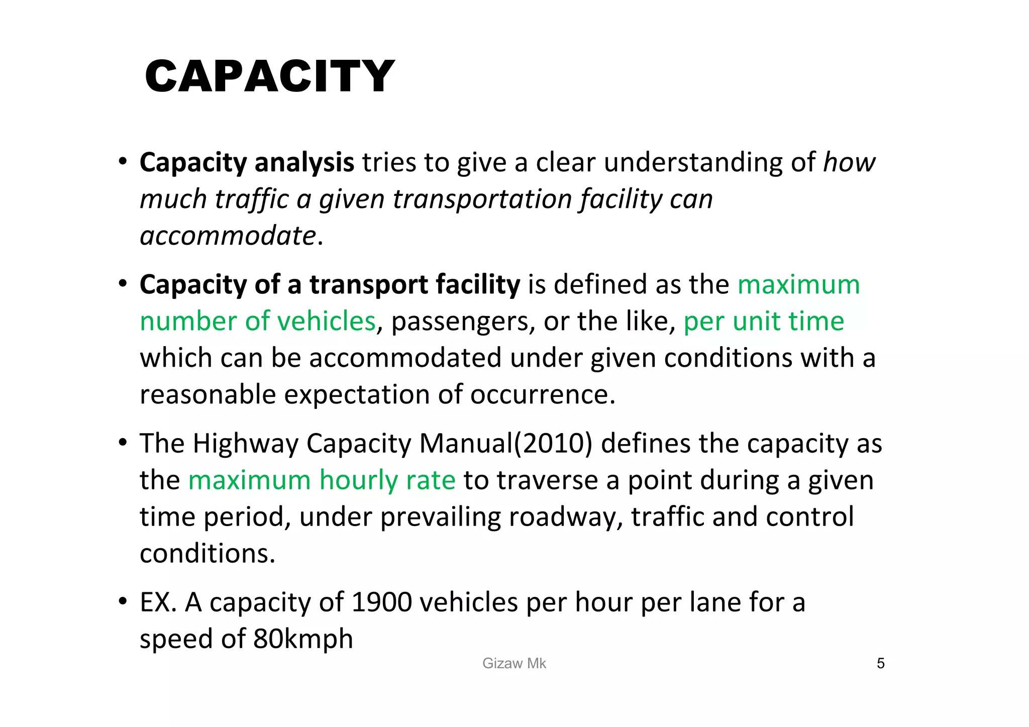 Traffic enginering highway capacity and los presentation | PDF