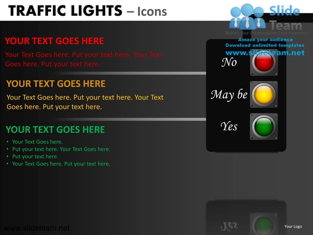 Traffic highway roadway lights red green orange stop wait go icons ...
