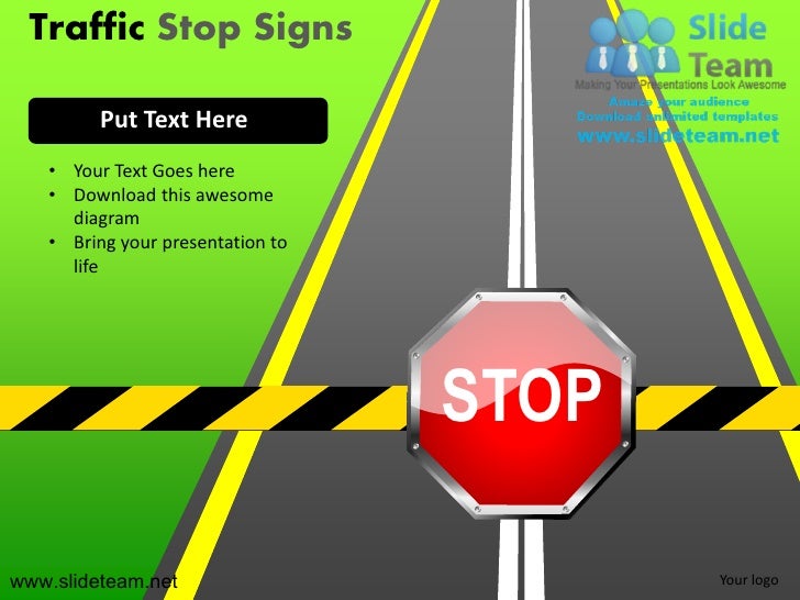 Traffic highway roadway stop signs detour powerpoint ppt slides.