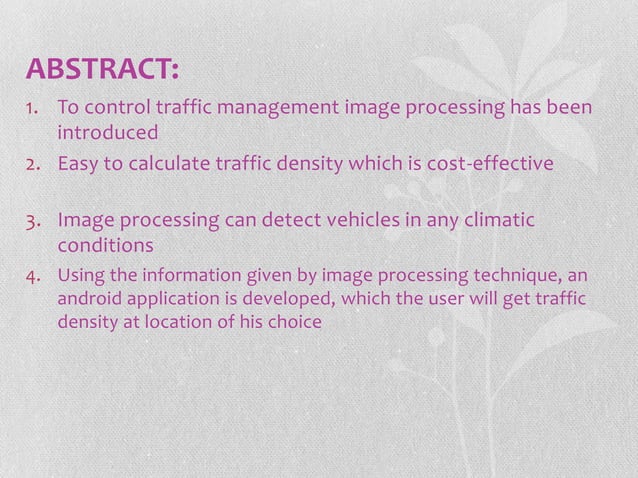 Traffic jam detection using image processing | PPTX