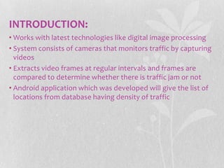 Traffic jam detection using image processing | PPTX