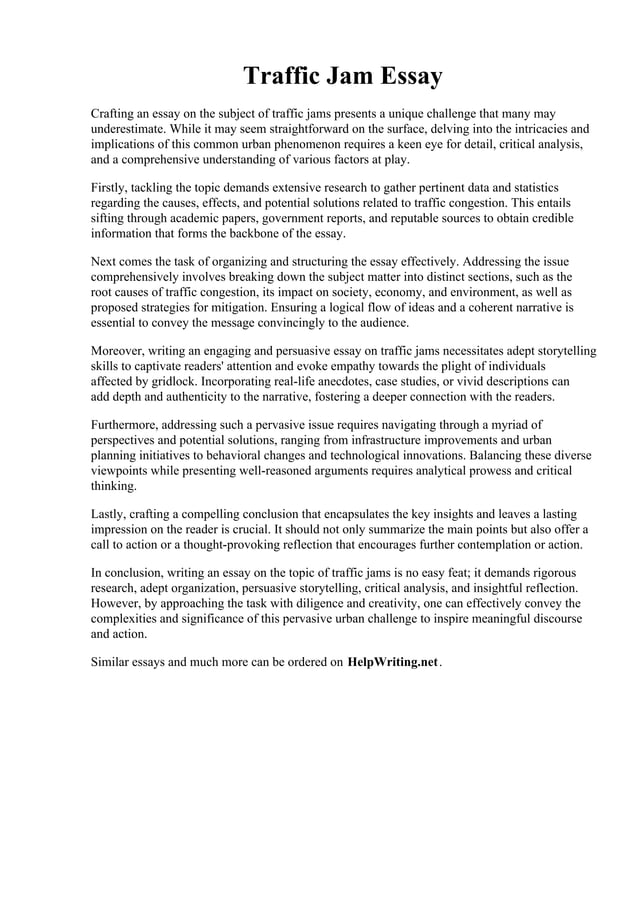 Traffic Jam Essay | PDF
