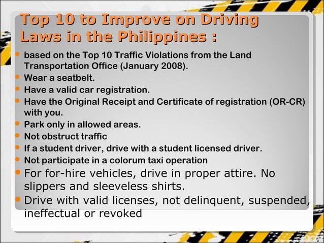 Traffic laws, rules and regulation | PPT | Auto Safety | Automotive