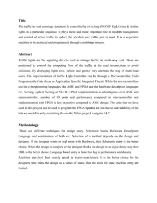 Traffic light controller with verilog | PDF