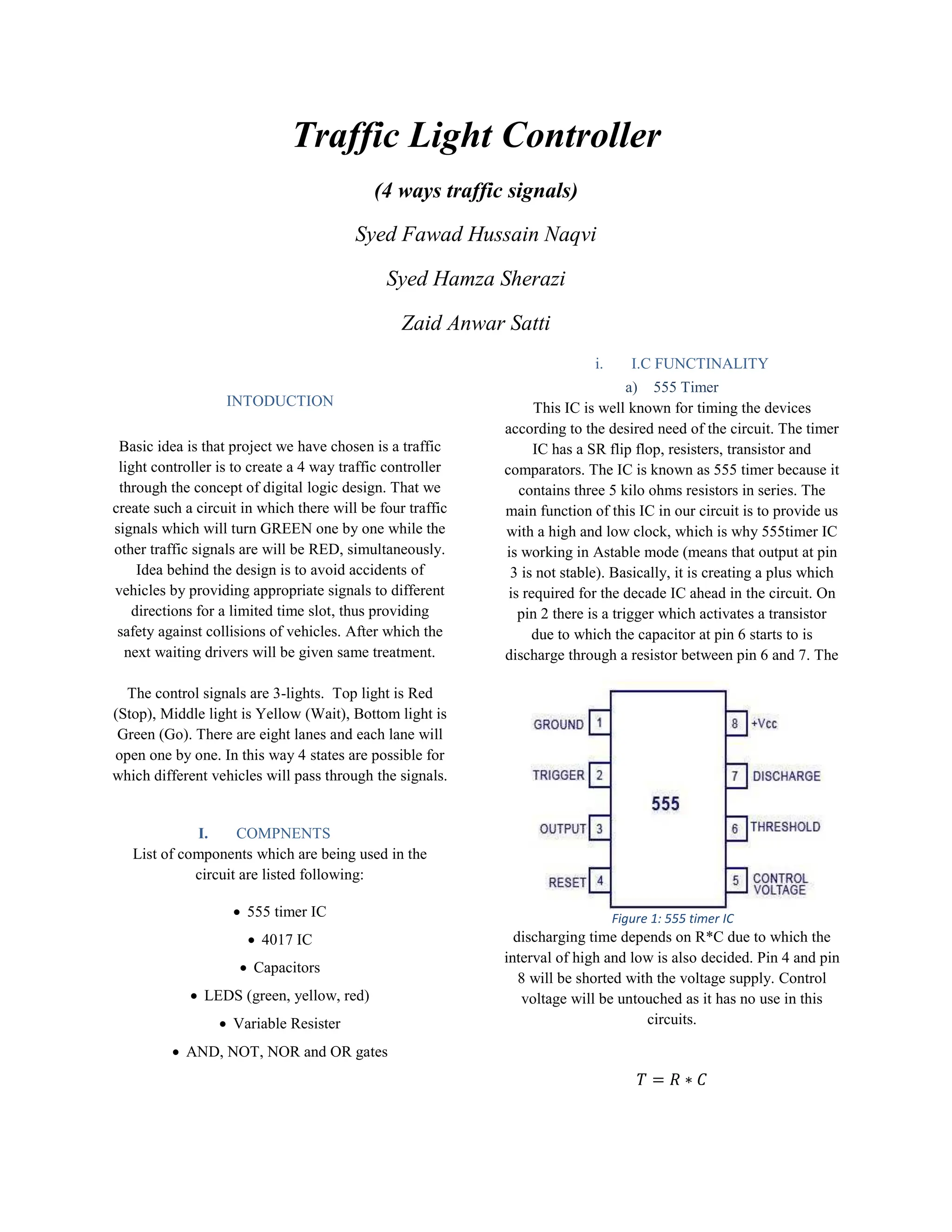 Traffic_Light_Four_Way. using 555 timer ic | PDF