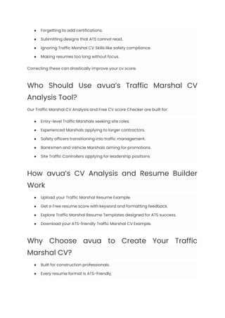 Traffic Marshal Resume Examples & Writing Guide for 2025 | PDF
