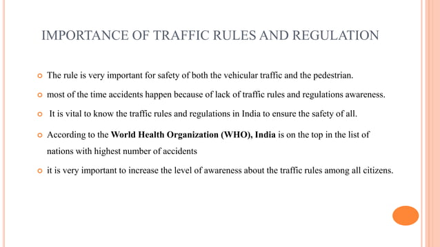 Traffic rules and regulation | PPTX | Auto Safety | Automotive
