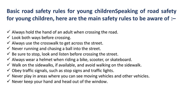 Traffic and Road Safety.pptx | Children\'s Health | Healthy Living