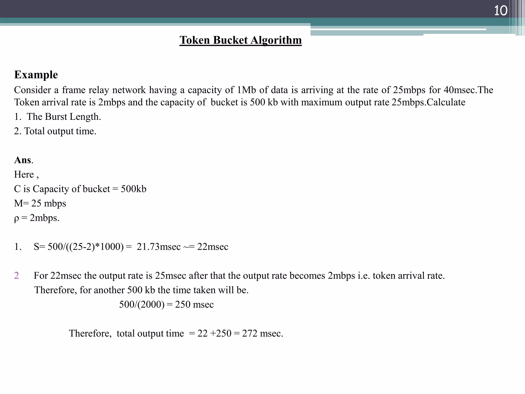 Leaky Bucket & Tocken Bucket - Traffic shaping | PPTX