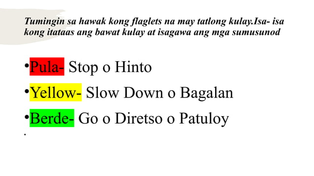 TRAFFIC SIGNAL AND ROAD SIGN LESSON IN MAPEH 3 | PPTX