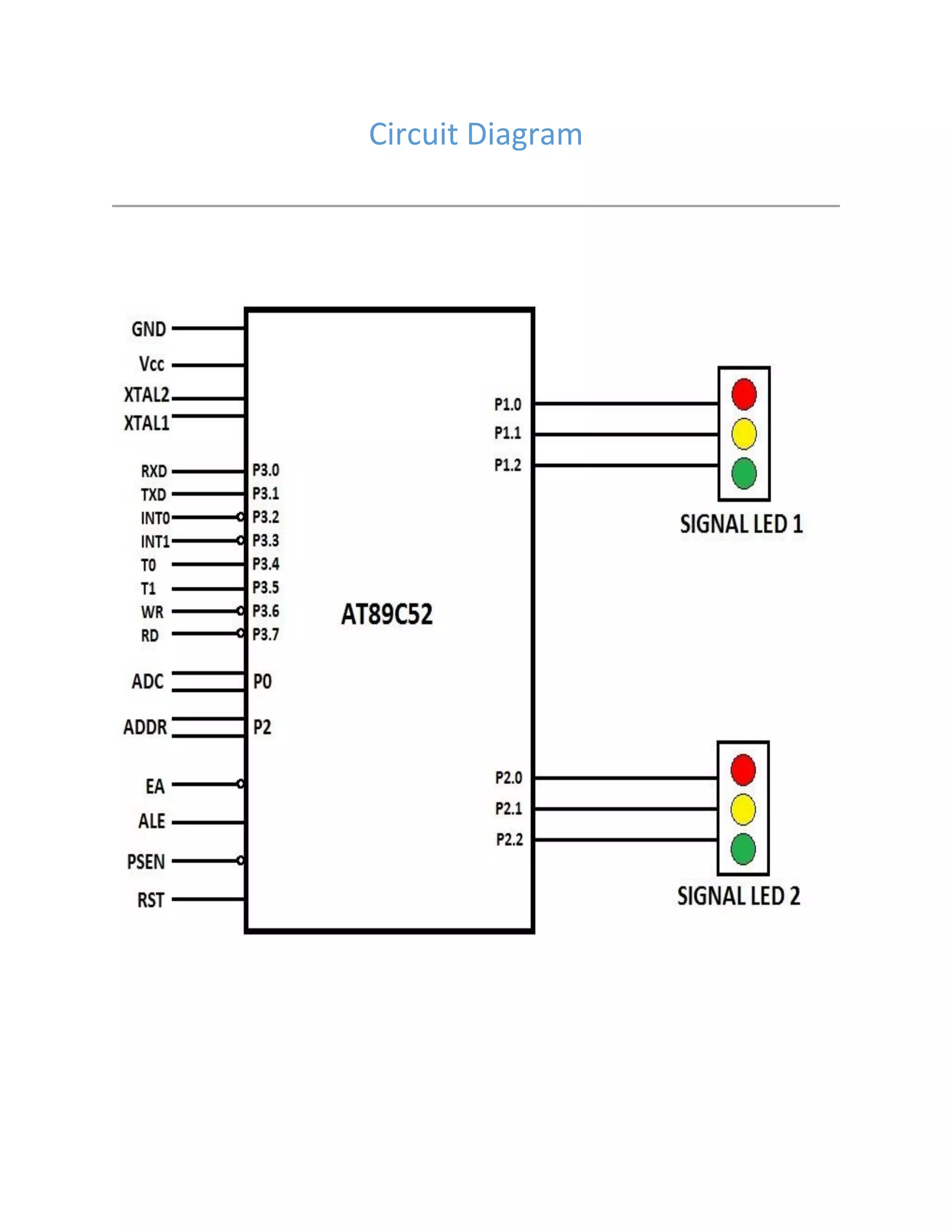 Traffic signal controller using at89 c52 microcontroller | PDF | Programming Languages | Computing
