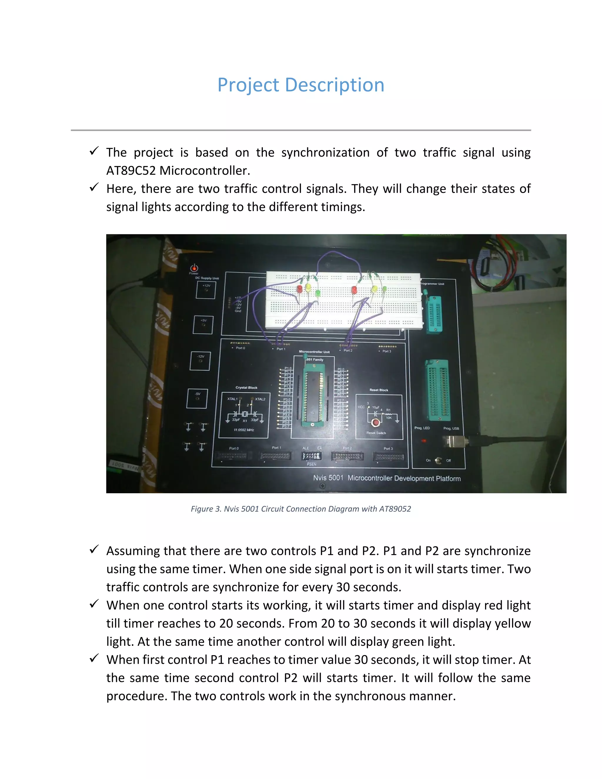 Traffic signal controller using at89 c52 microcontroller | PDF