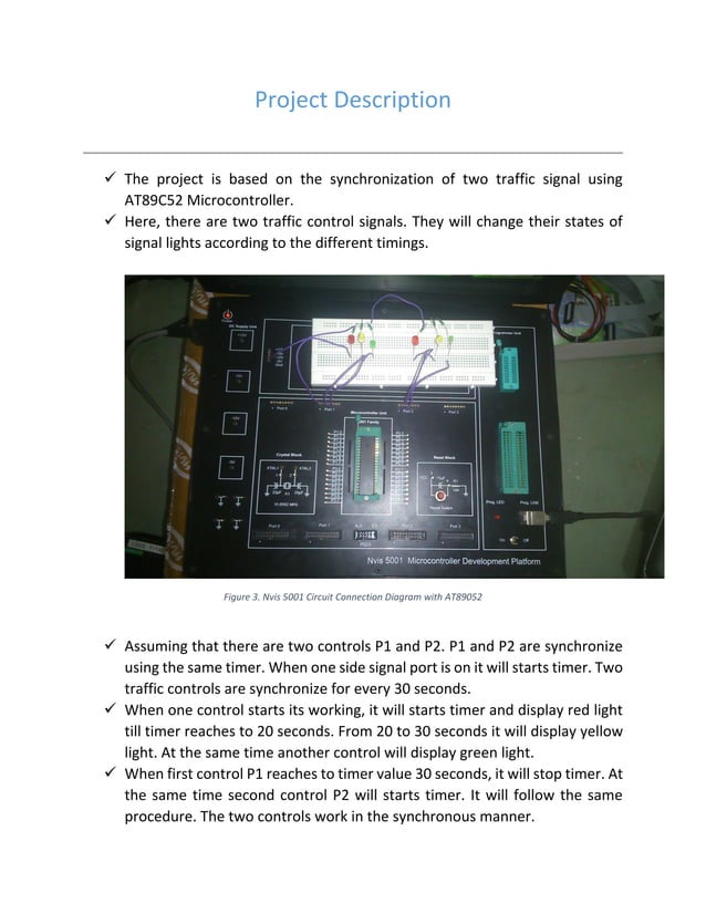 Traffic signal controller using at89 c52 microcontroller | PDF
