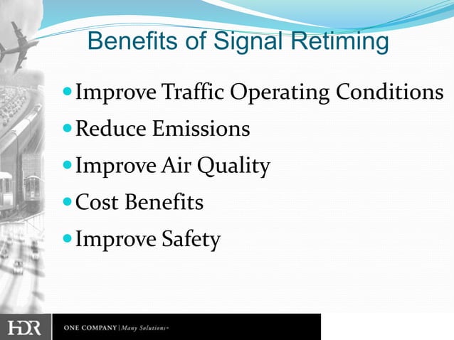 Traffic Signal Re-timing Studies to Reduce Congestion and Emissions | PPTX