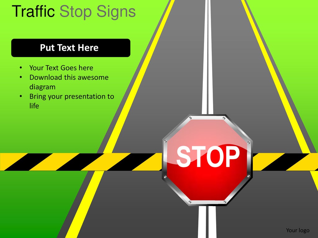 Traffic stop signs powerpoint presentation templates
