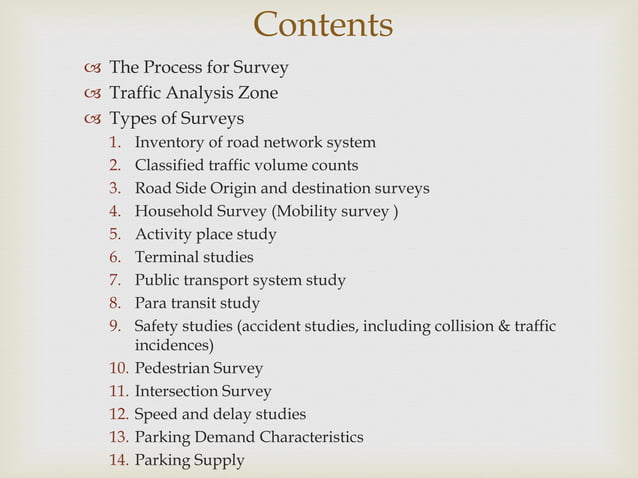 Traffic & Transportation surveys | PDF