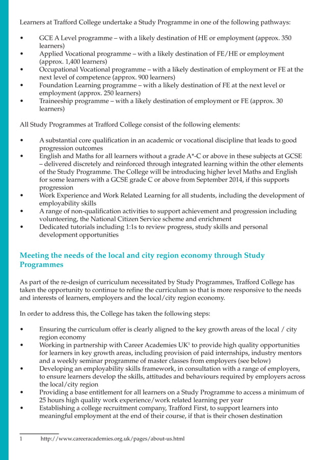 Trafford College - Study Programmes | PDF