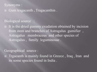 TRAGACANTH-1.pptx carbohydrates pharmacognosy | PPTX
