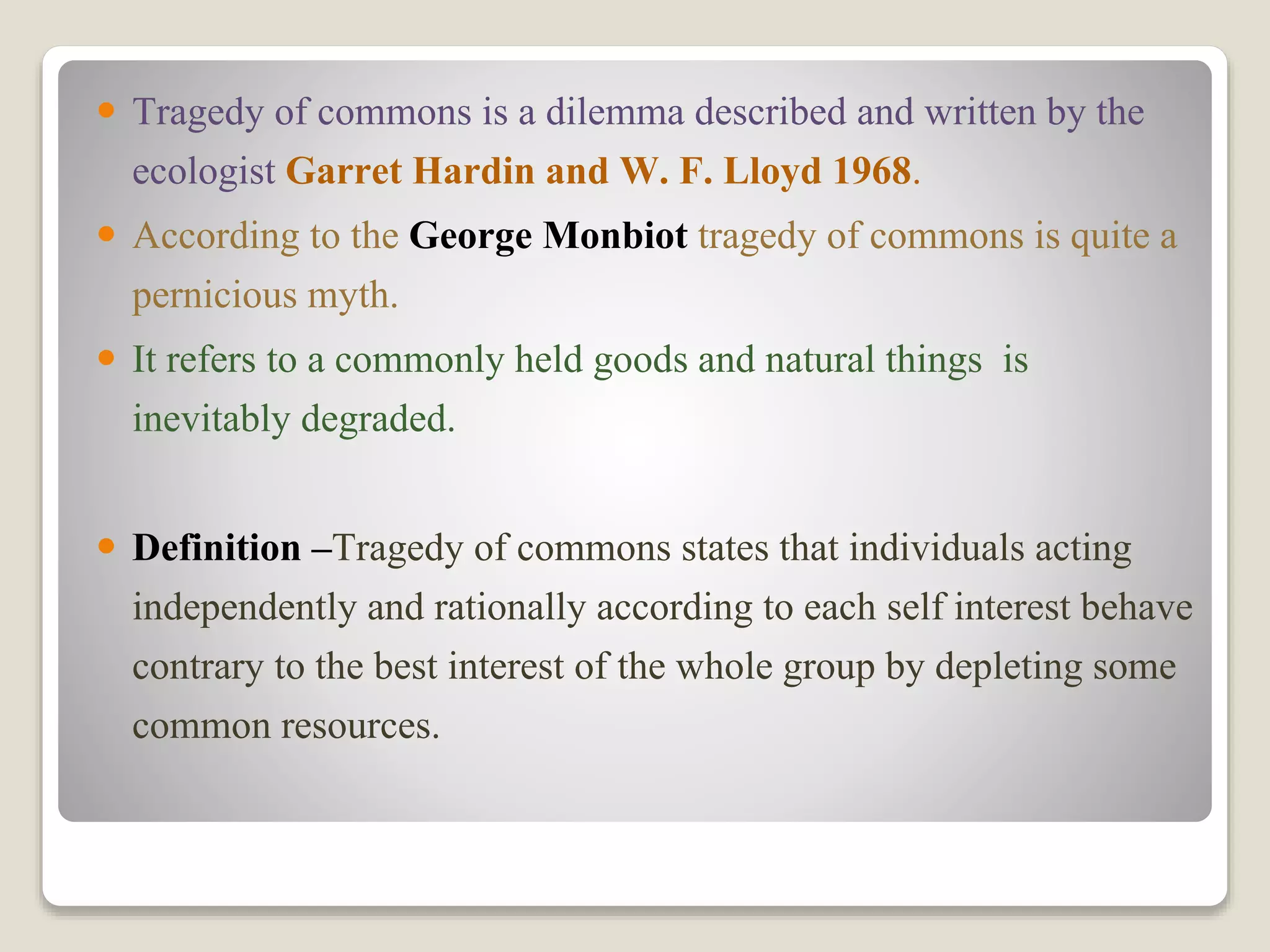 Tragedy of commons | PPTX