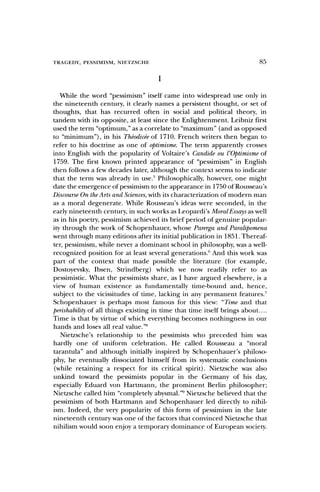 Tragedy, pessimism, nietzsche, by joshua foa dienstag | PDF