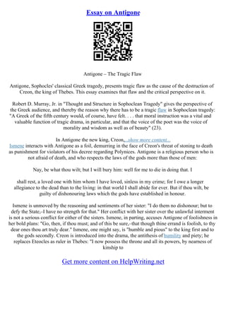 Tragic Flaw Essay | PDF