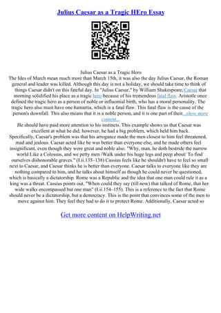 Tragic Hero Essay | PDF