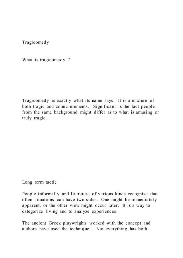 Tragicomedy what is tragicomedy tragicomedy | PDF