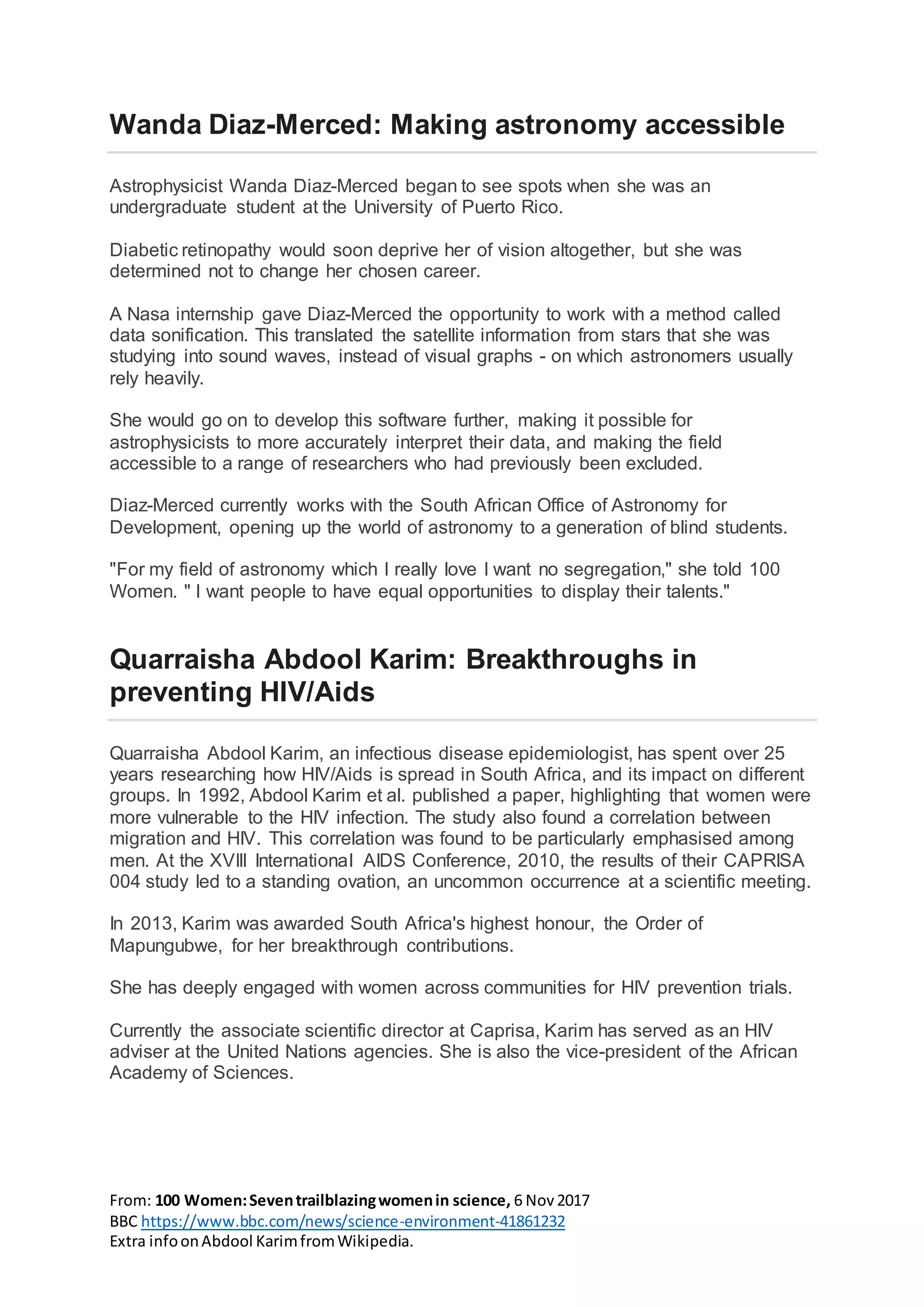 Trailblazing women in science jigsaw reading (adapted from BBC) | DOCX