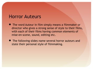 Trailer analysis | PPT | Horror | Genres