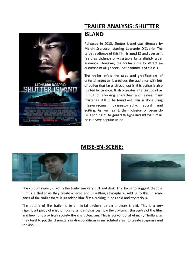 Trailer analysis shutter island | DOCX | Movies | Entertainment