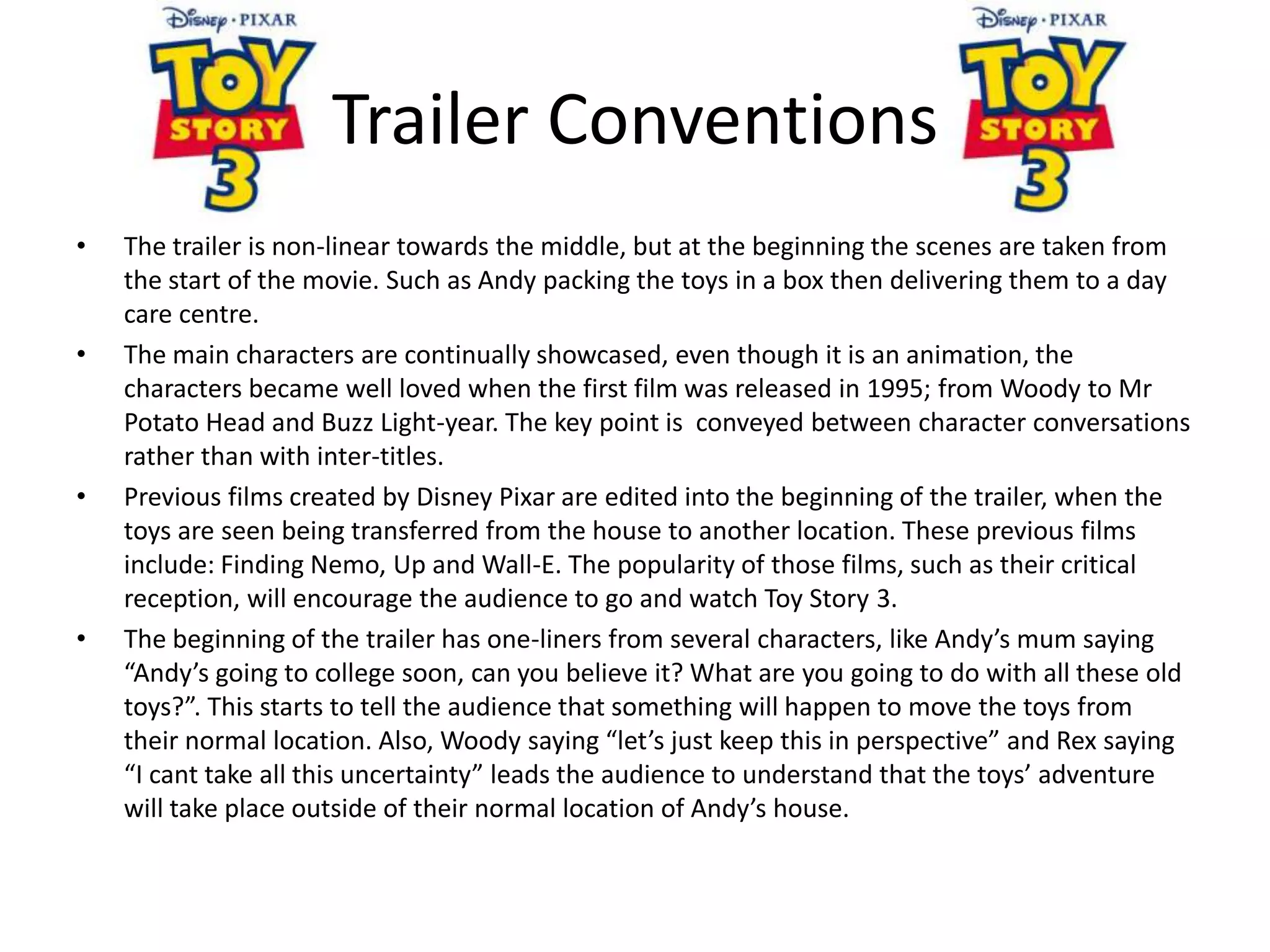 Trailer analysis toy story 3 | PPTX