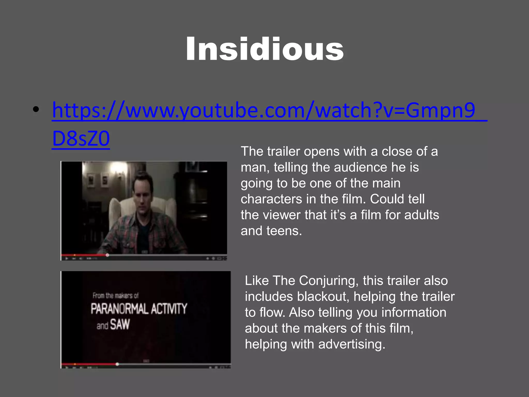 Trailer analysis insidious | PPTX
